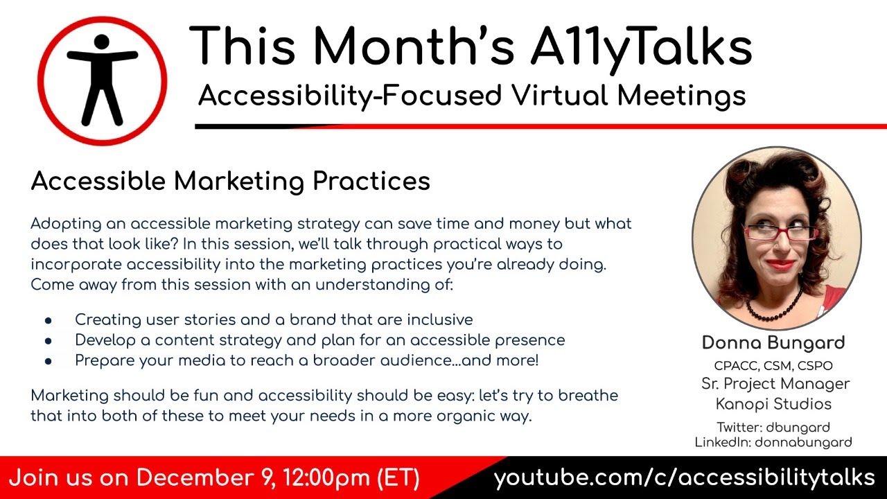 Accessible Marketing Practices - Donna Bungard (A11yTalks - December ...