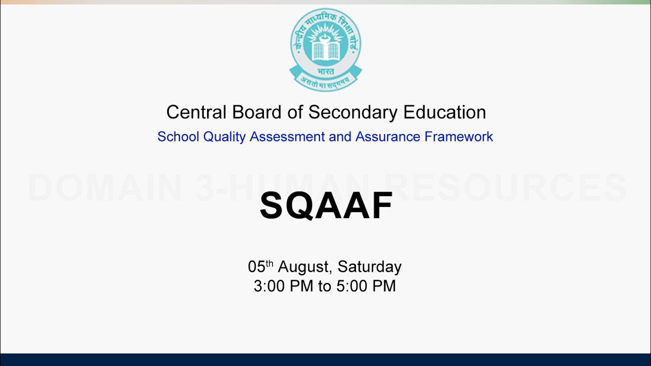 Webinar Series on SQAA Framework (SQAAF) - Domain 3: Human Reources - YouTube