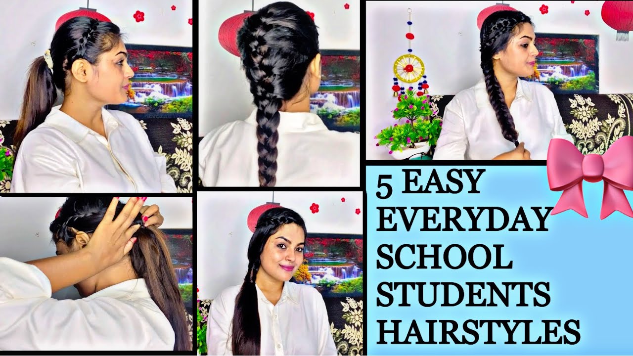 5 Easy Hairstyles For Indian School || Back To School Hairstyles || 5 ...