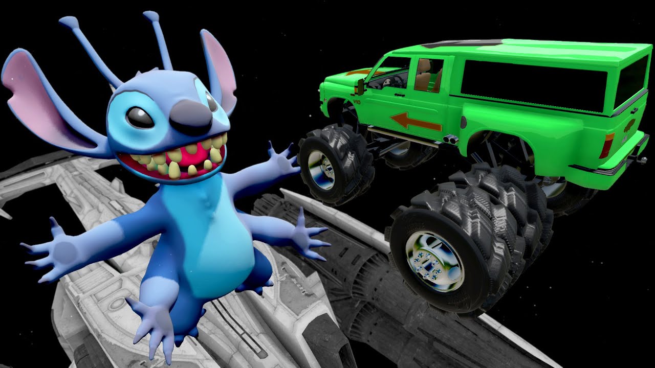 Vehicles Huge Jumps Into Stitch Space Crashes - Cars vs Stitch | BeamNG ...