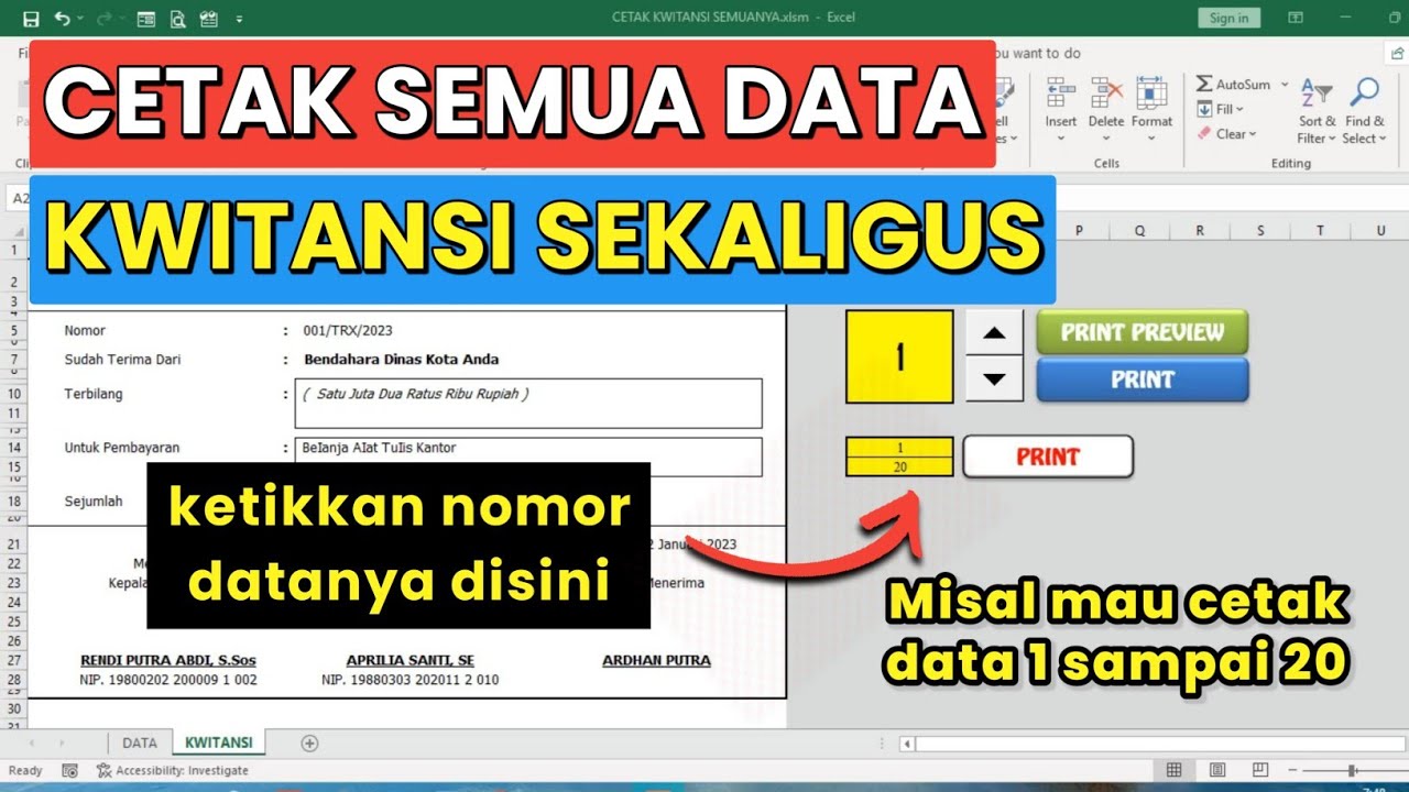 Cara Membuat Kwitansi Otomatis Bisa Cetak Banyak - YouTube