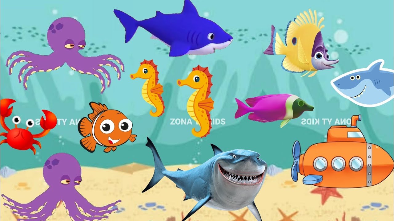 Little Shark kids Octopus Dolphin colors fish Ocean Baby Shark song ...