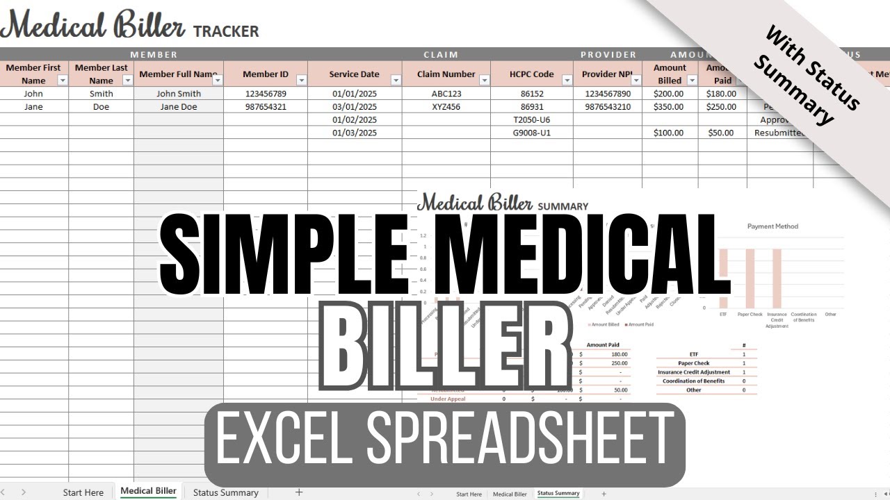 Simple Medical Biller Spreadsheet (Excel) - YouTube