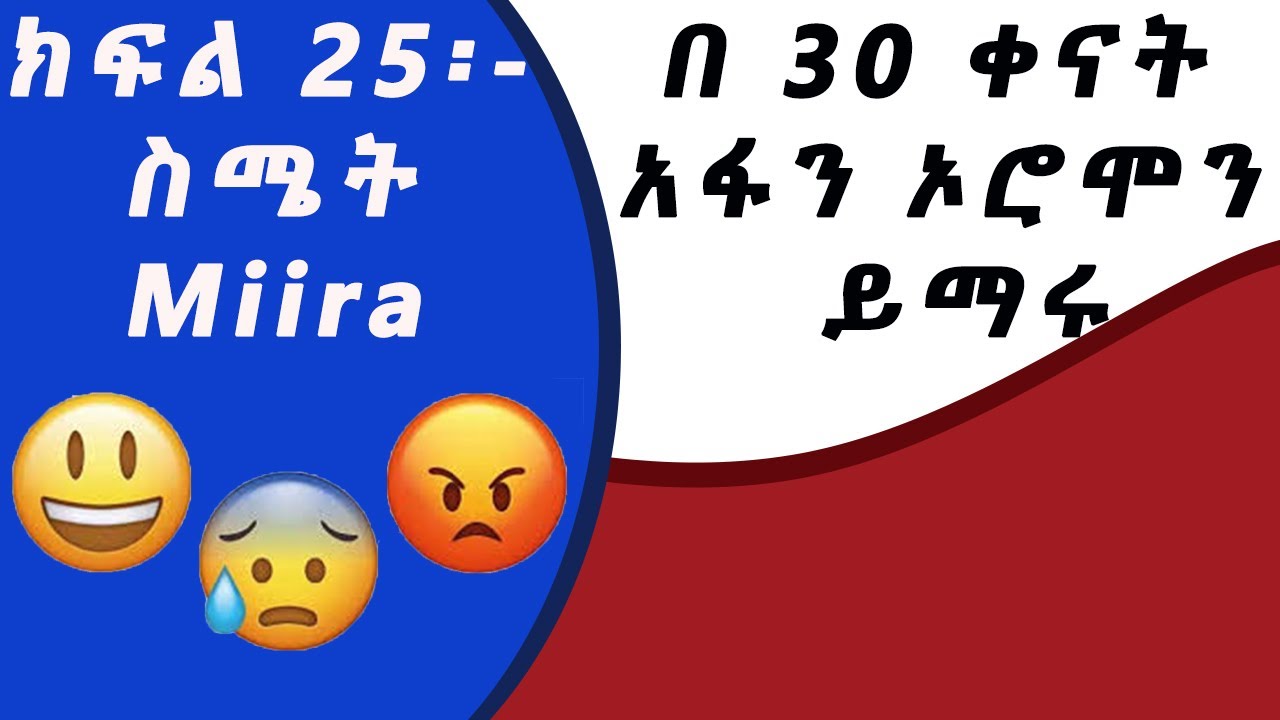 Part 25 ስሜት Learn Afan Oromo In Amharic አፋን ኦሮሞ በአማርኛ ይማሩ Afaan Amaaraa Oromifaan