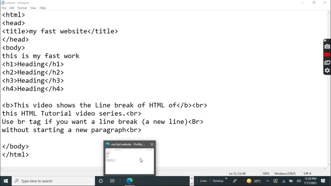 How to Create HTML Paragraph using p tag | Use p, br, hr, pre tags in HTML - YouTube