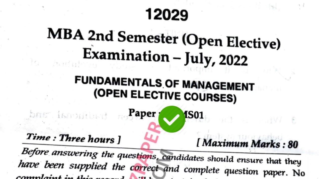 Mdu MBA 2nd Sem FOM Question Paper 2022 - YouTube