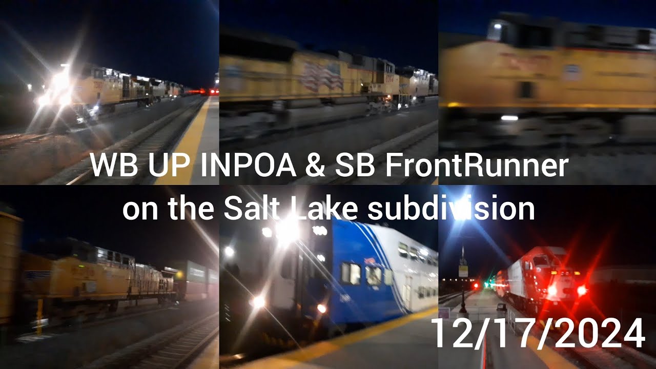 Southbound Union Pacific INPOA passing Clearfield FrontRunner station ...