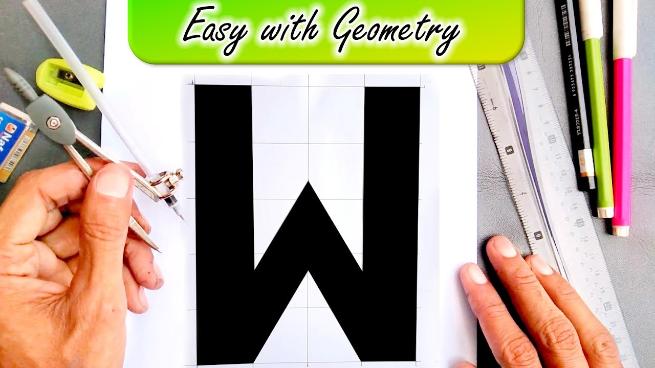 drawing block letter w learn Drawing with geometry letters A-Z - YouTube