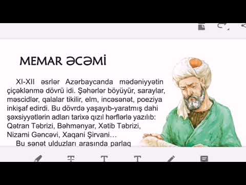 5-ci sinif Azərbaycan dili. Memar Əcəmi mətni.