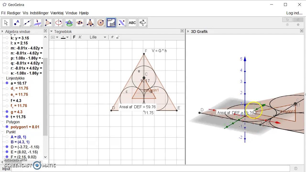 Rumfang af trekantet æske i Geogebra - YouTube