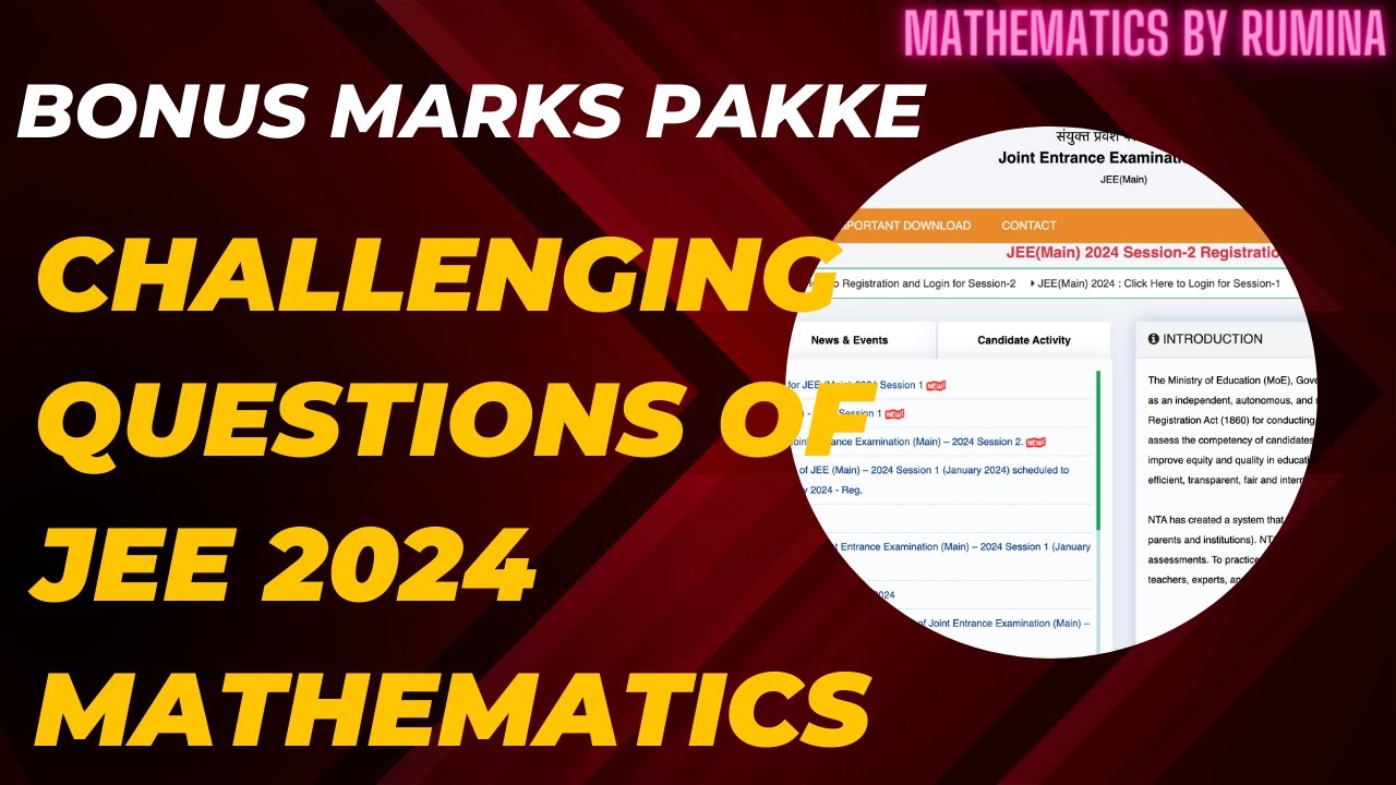 BONUS MARKS PAKKE | CHALLENGING QUESTIONS OF JAN 2024 MATHEMATICS ...