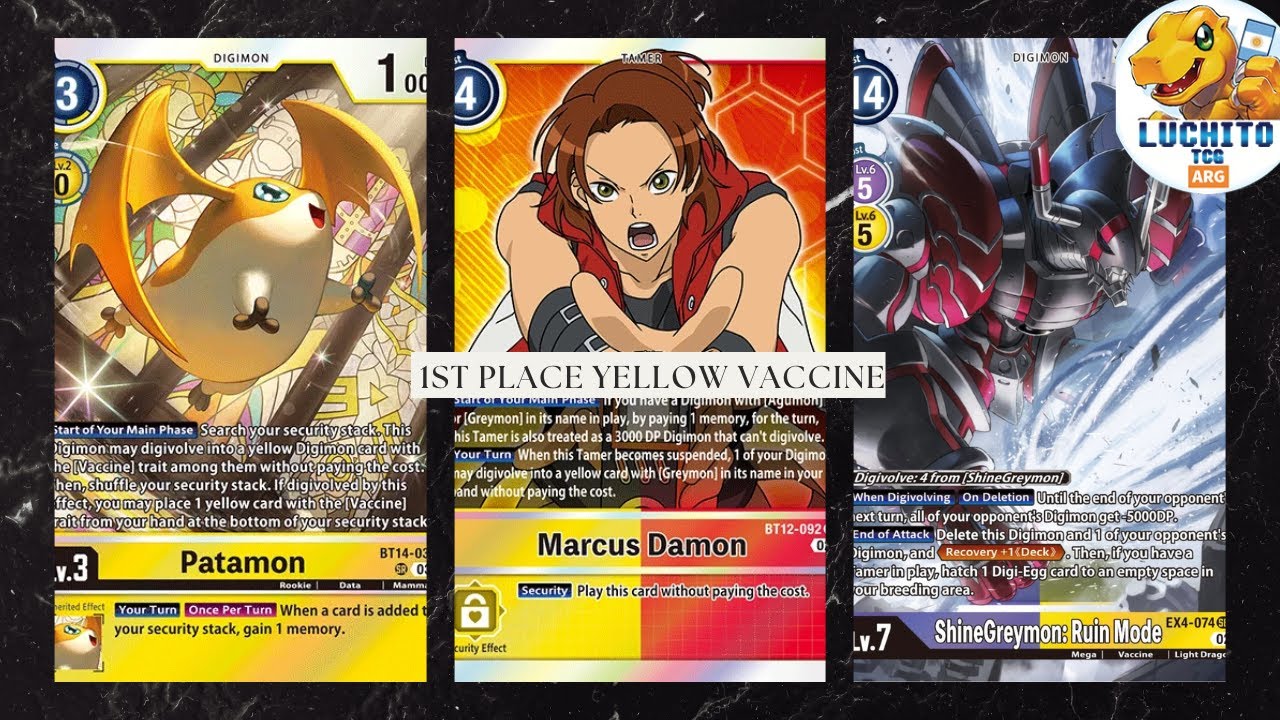 1st place Yellow Vaccine Deck profile | Digimon TCG BT14 - YouTube