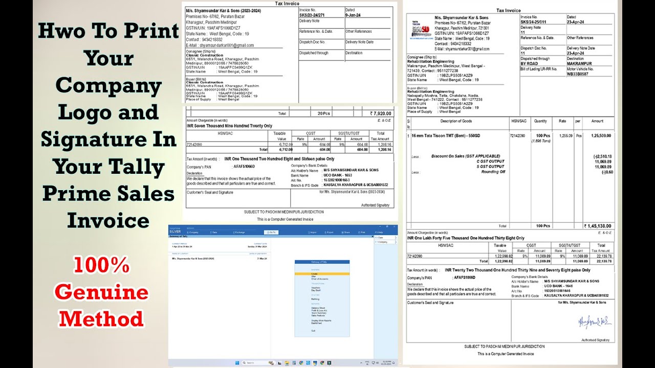 How To Add Or Print Company Logo & Stamp & Signature In TallyPrime ...