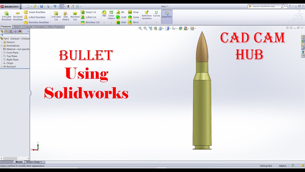 How to make BULLET using Solidworks #solidworks - YouTube
