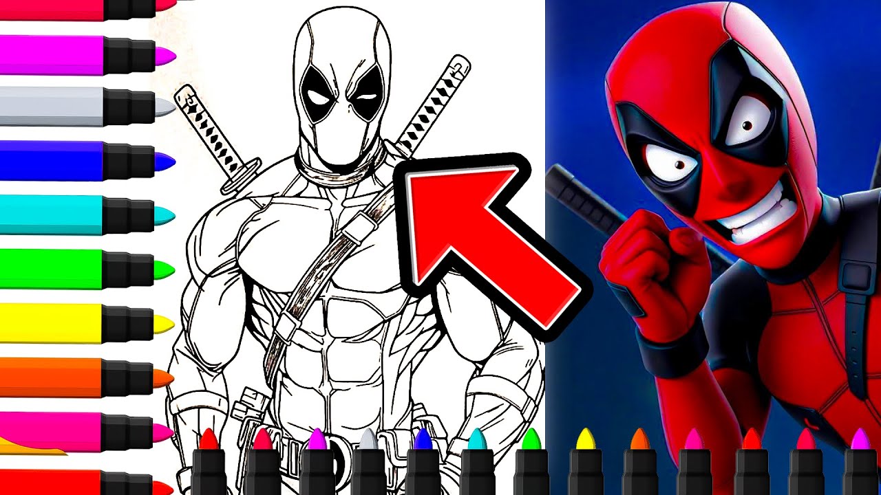 Angry Deadpool Coloring with Markers | Intense Marvel Fan Art Time ...