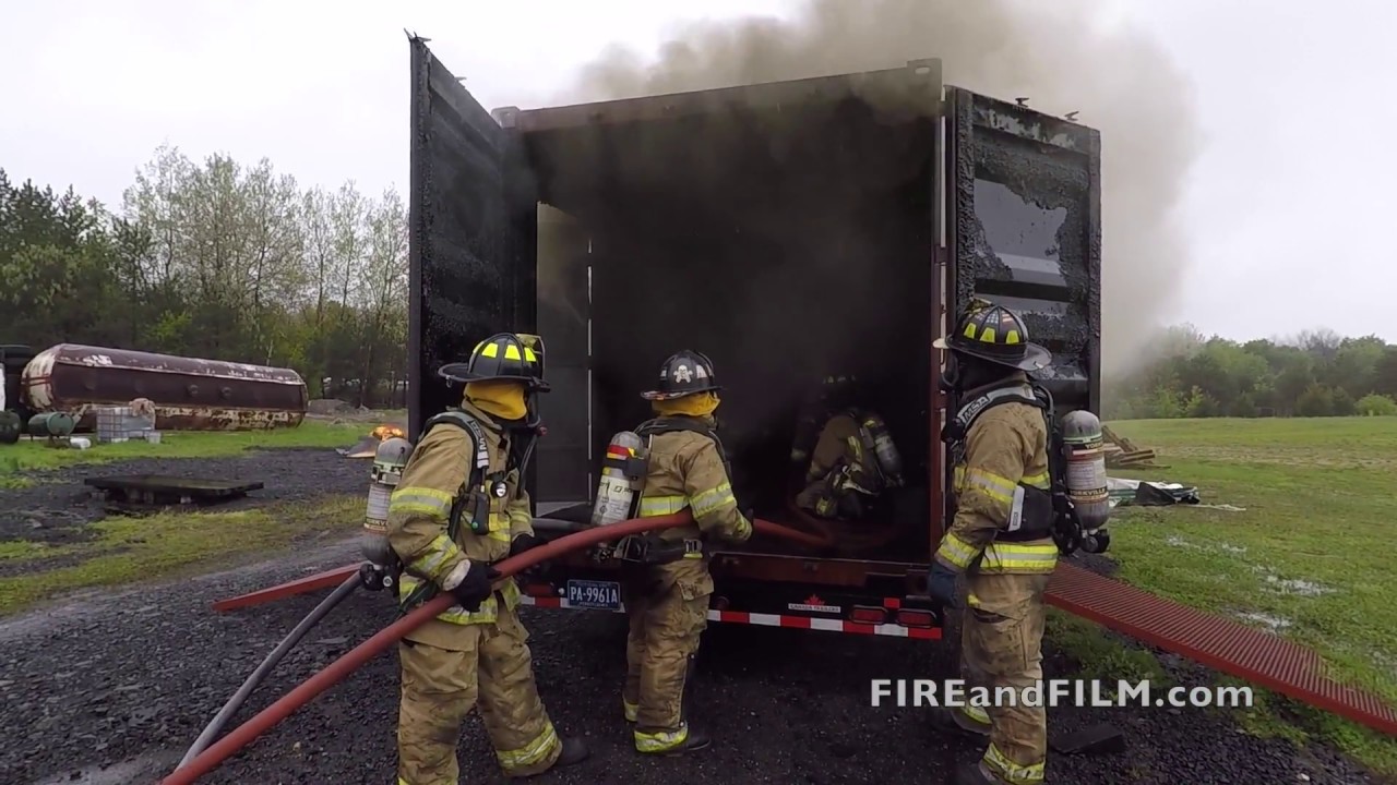 Schuylkill County firefighters use flashover trailer - 05/13/2017 - YouTube