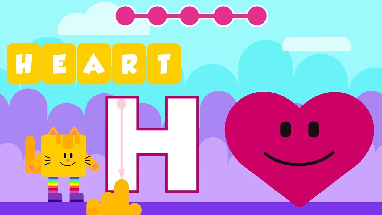 ABC Jump - Learn the Letter H and spell the words: HAMMER, HOUSE, HEART ...