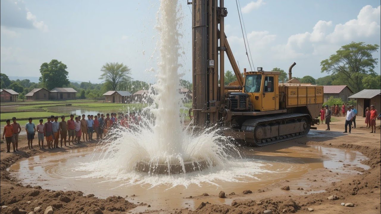 Borewell Drilling 40 Hp Motor 1140 Feet Deep boring With Coconut water ...