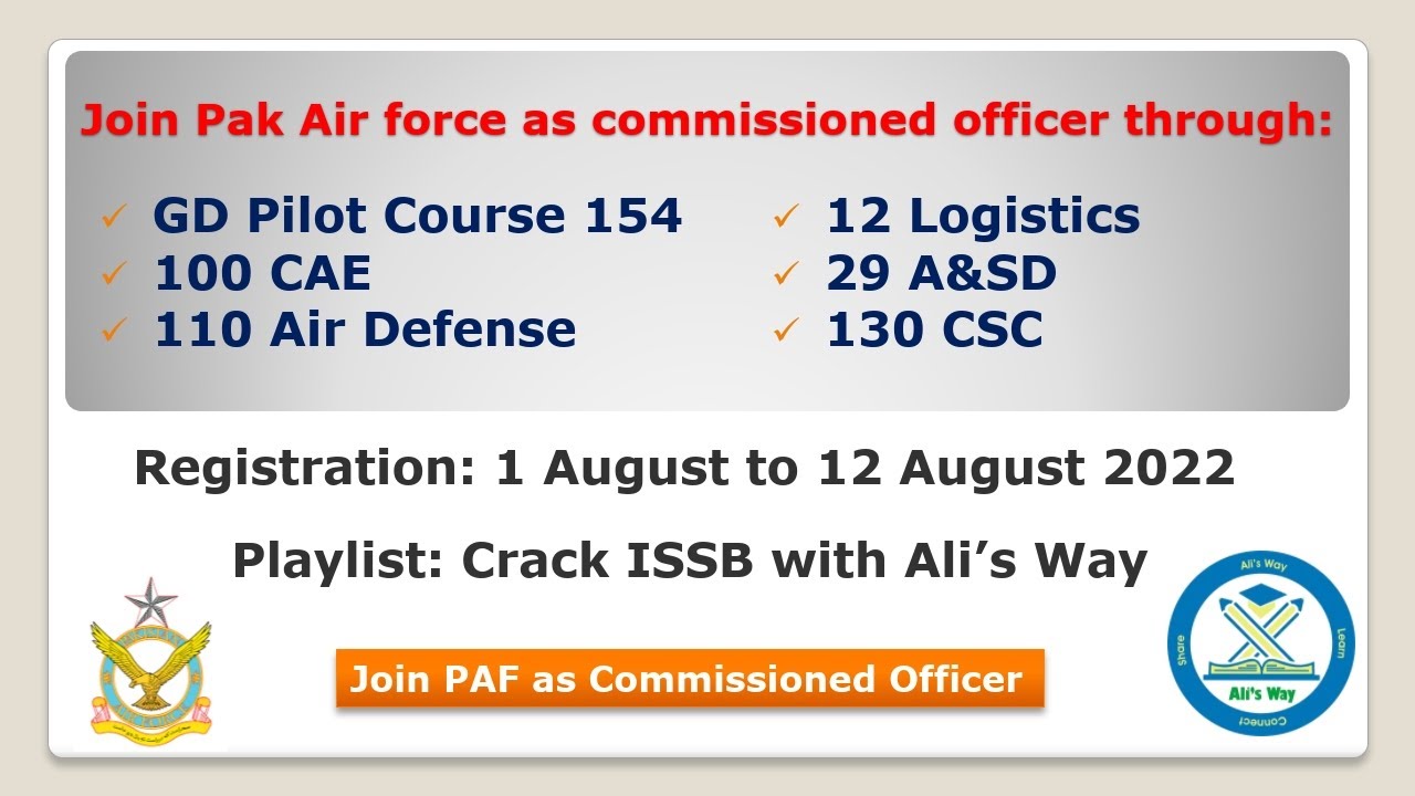 Join PAF as commissioned officer|GD Pilot 154|100 CAE|110 Air defense ...