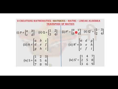 Transpose of Matrix - D Creations Mathematics, Linear Algebra, Maths ...