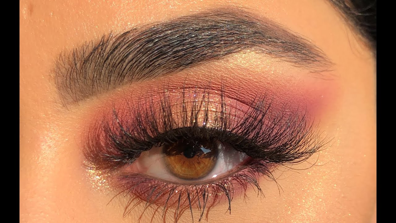 Easy pink & gold eye makeup look - YouTube