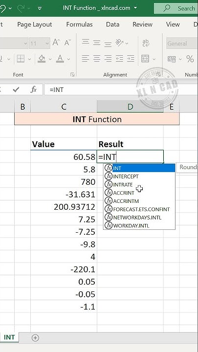 INT Function in Excel - YouTube