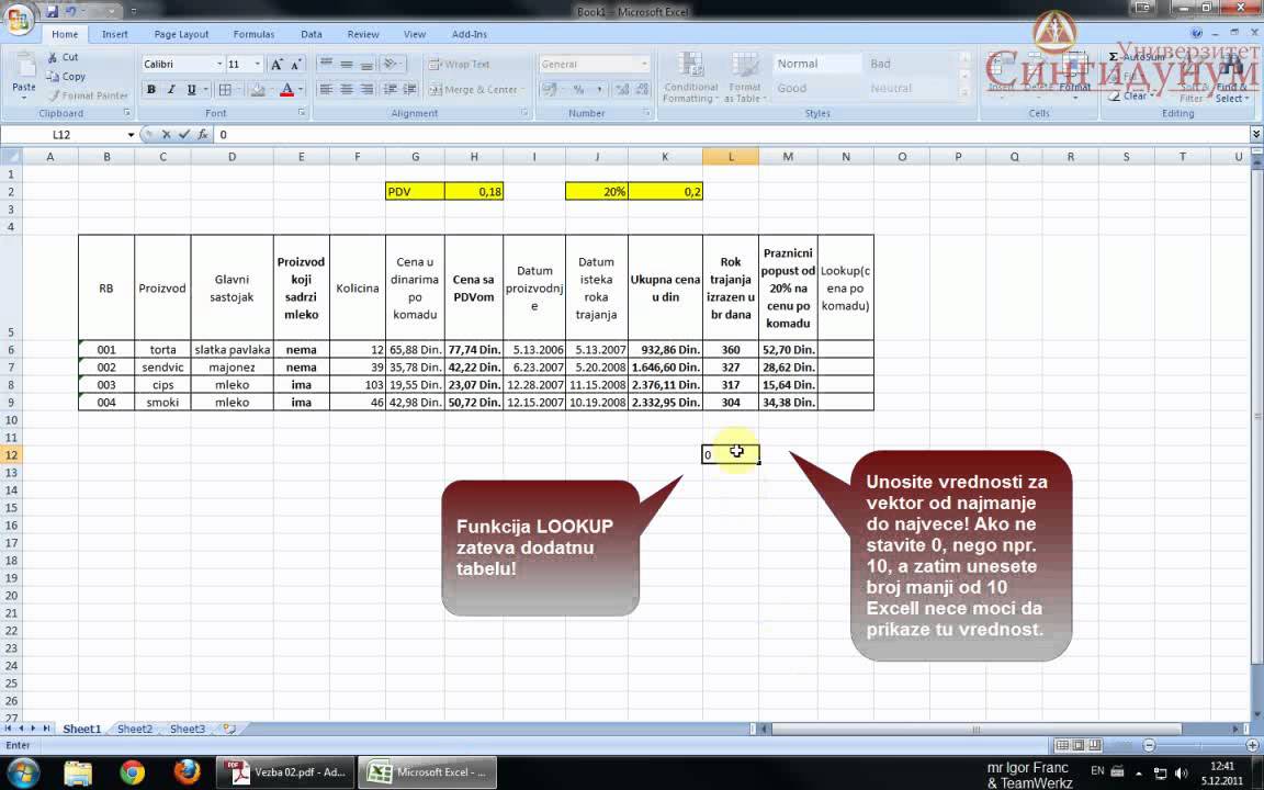 Poslovna informatika - Excel 2010 Univerzitet Singidunum - YouTube