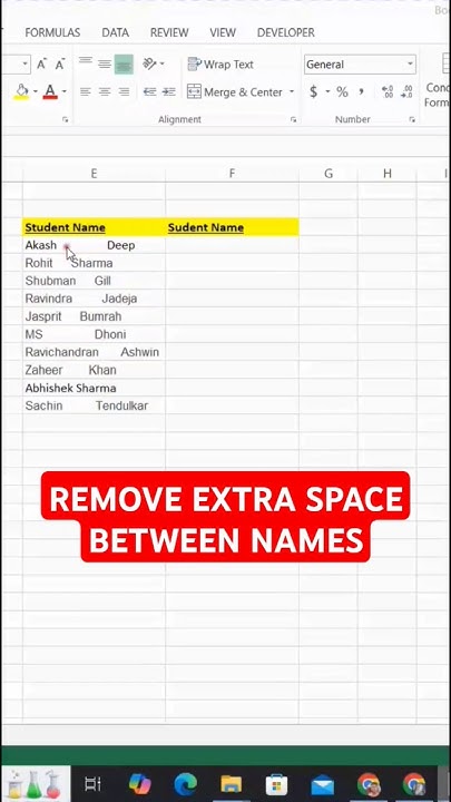 Remove Extra spaces between names or words in excel #excel #exceltricks #exceltutorial - YouTube