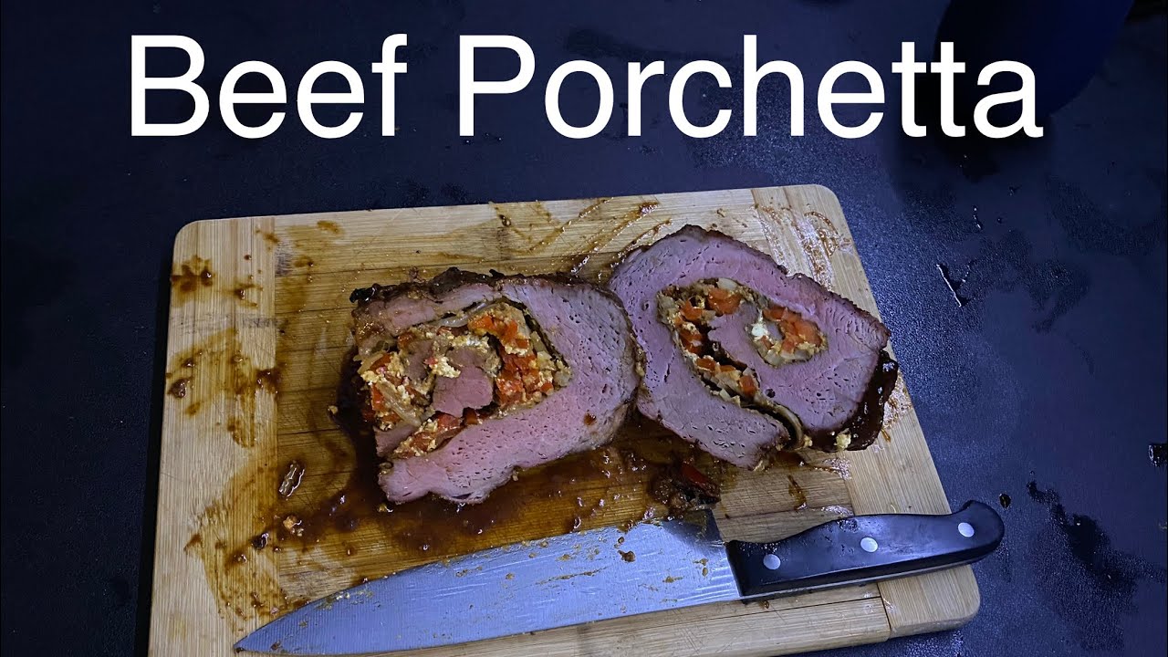 Beef porchetta camp rotisserie - YouTube