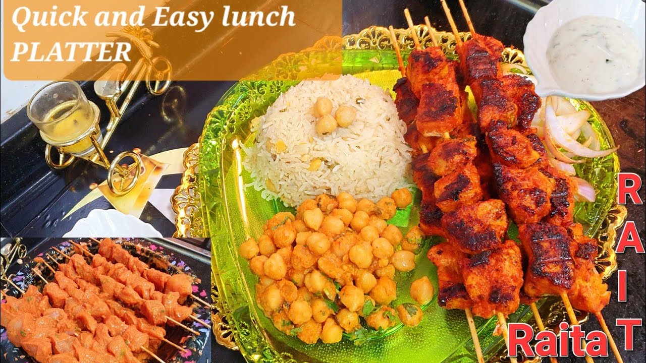 Quick and Easy lunch PLATTER in just 30min-kabuli pulao-Tandoori chola ...