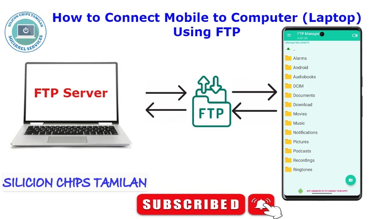 How to connect mobile to computer (Laptop) using FTP. - YouTube