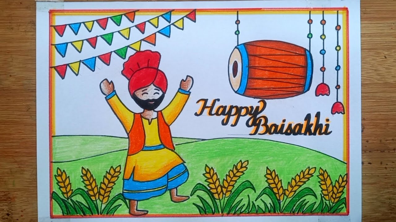 Happy Baisakhi Drawing Easy/Baisakhi Festival Drawing/How To Draw ...