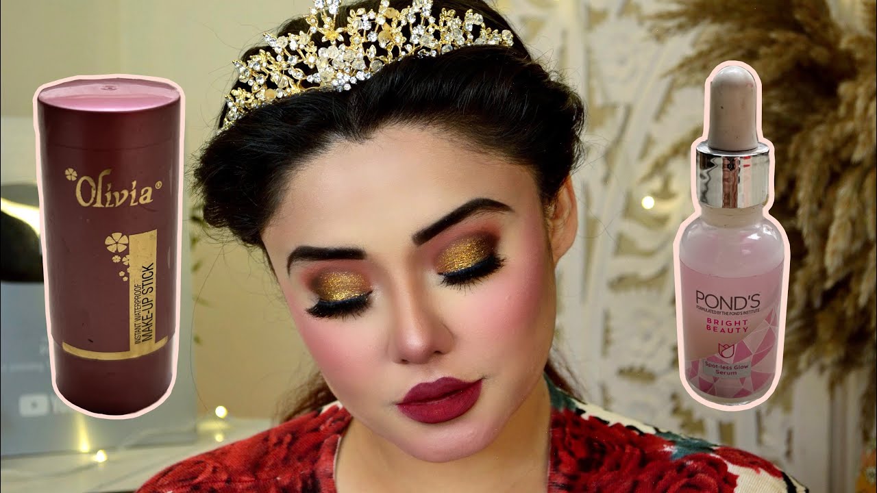 Contemporary Reception Makeup Look | Gold Glitter Eye Makeup | | Party Makeup Tutorial - YouTube