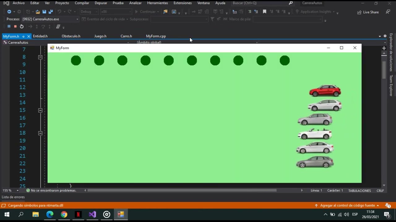Simulación de carrera de autos - C++ Poo - YouTube