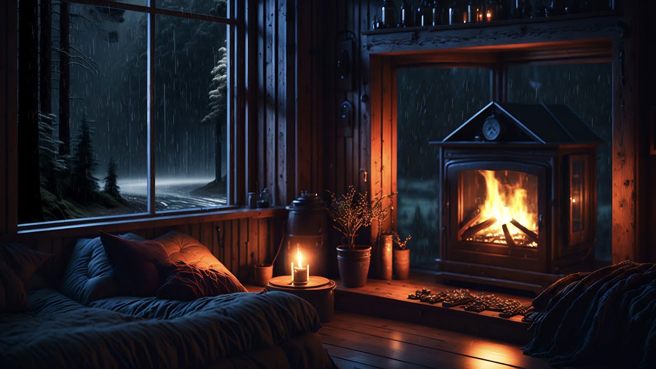 Cozy Cabin Ambience for Stress Relief and Anxiety Reduction with Rain ...