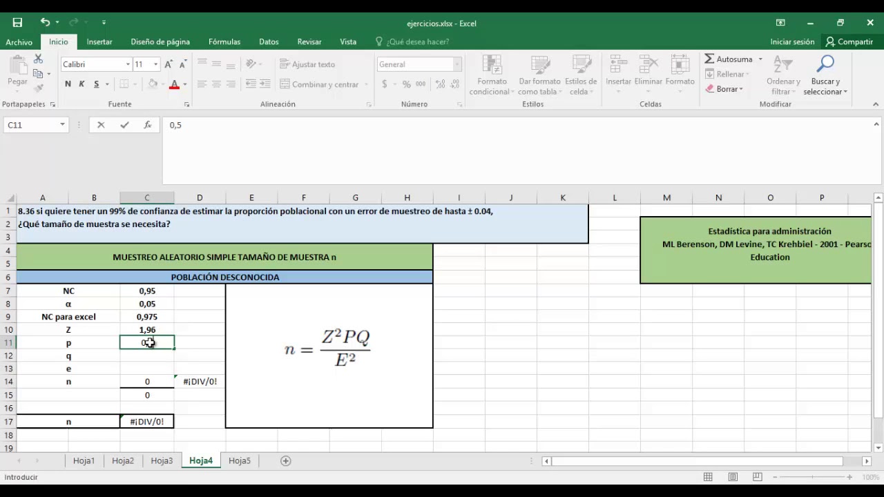 Ejercicio tamaño de muestra muestreo aleatorio simple población ...