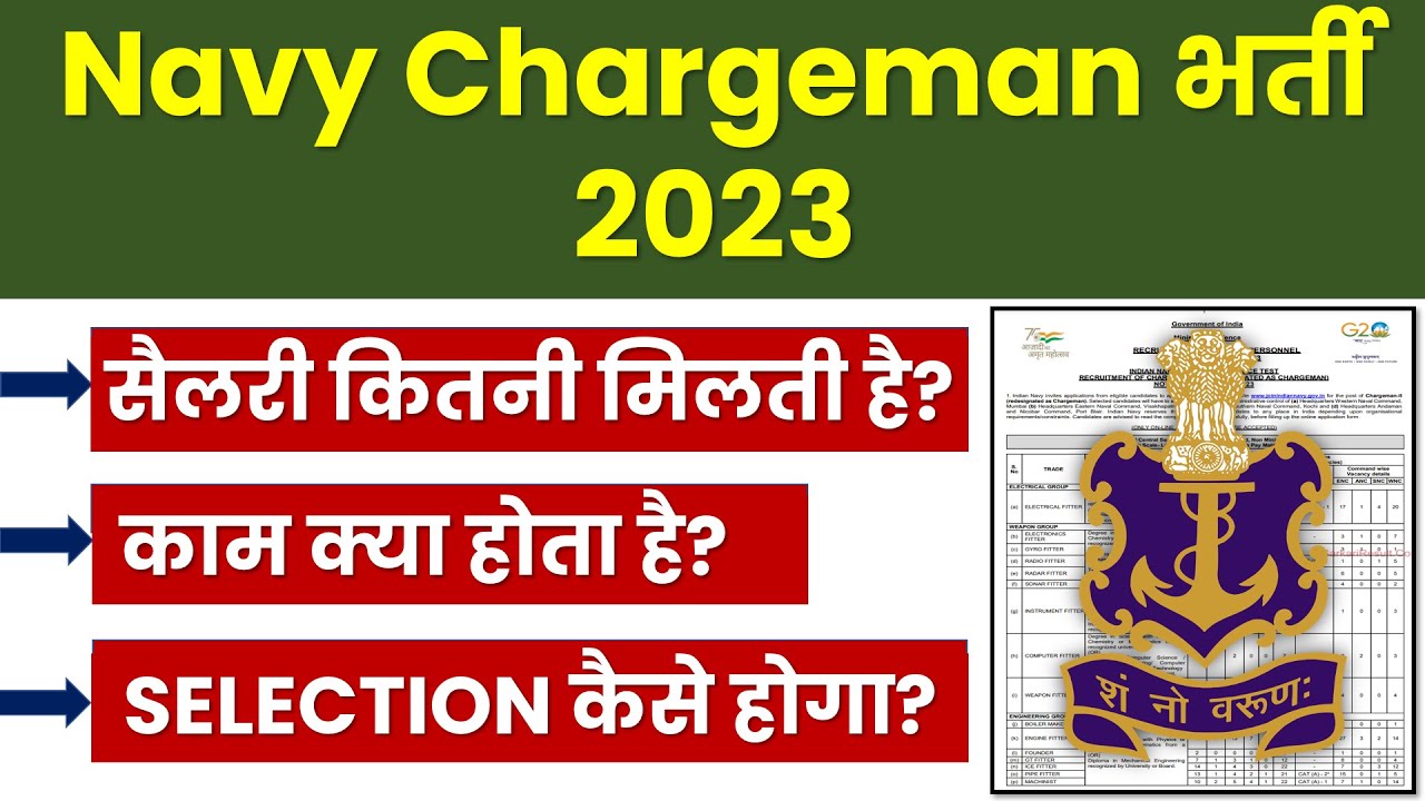 Navy chargeman job profile | Navy chargeman recruitment 2023 | Indian ...