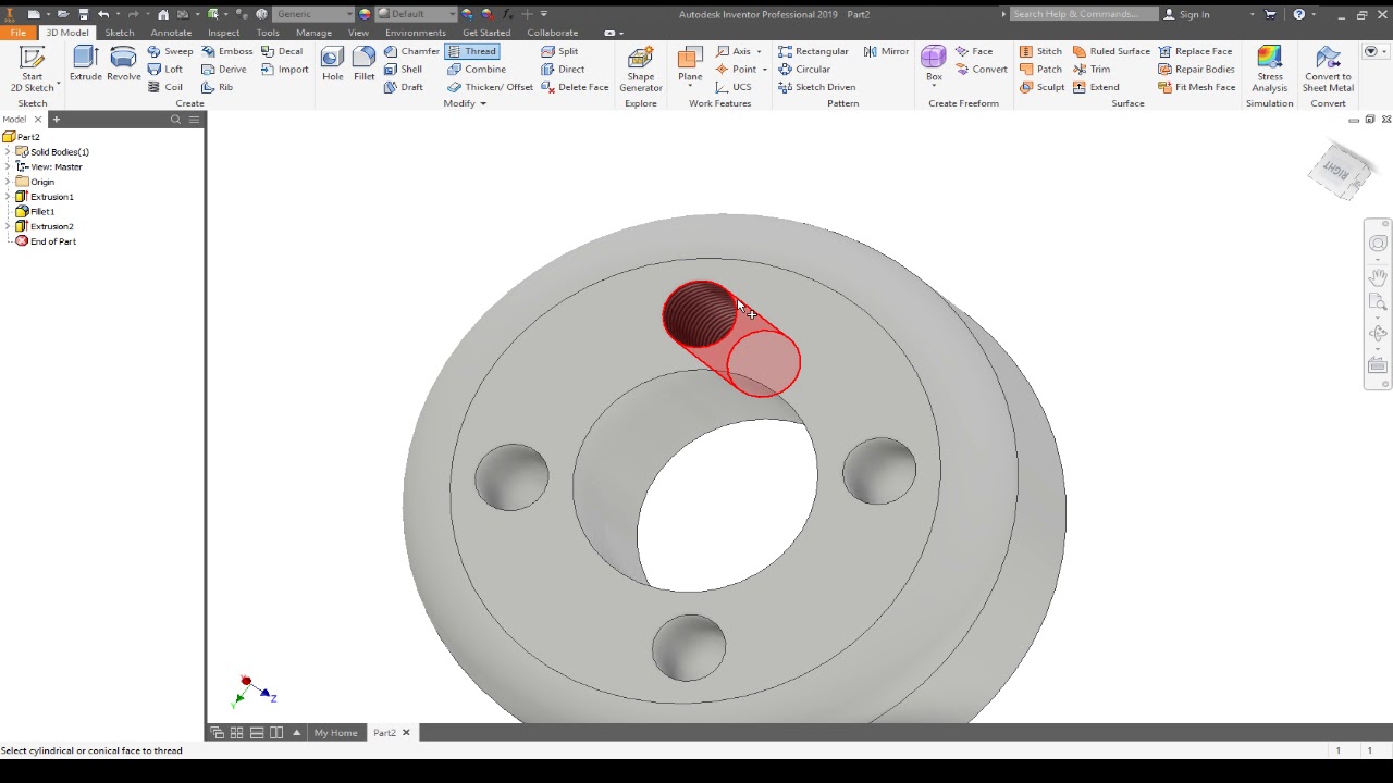 Autodesk Inventor 2019, 1 lesson. - YouTube