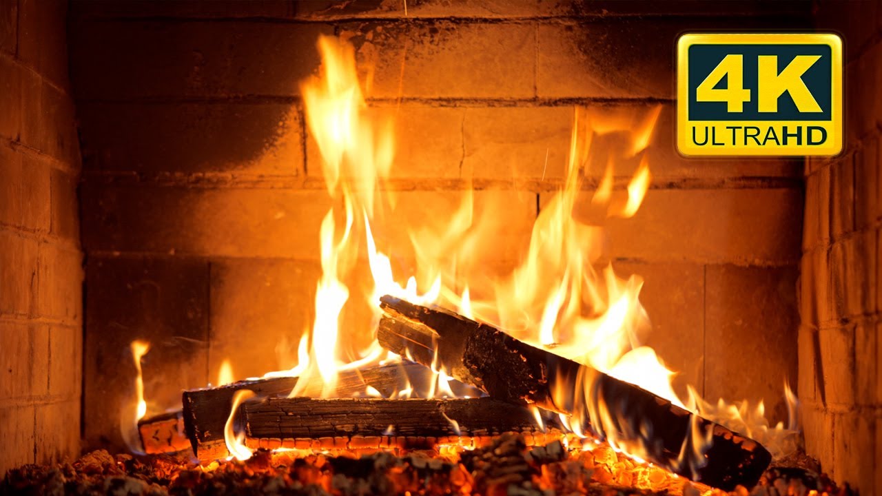 🔥 Crackling Fireplace 4K (12 HOURS). Relaxing Fireplace with Burning ...