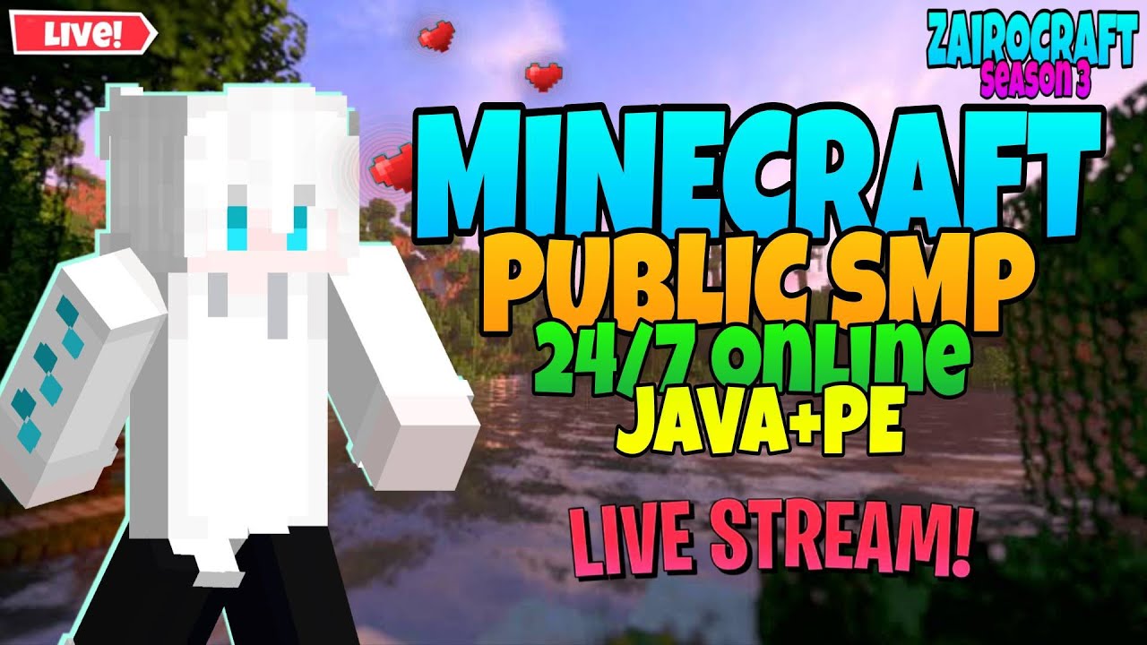 MINECRAFT PUBLIC SMP LIVE 🥳 24/7 ONLINE Java + Bedrock 🌍 #minecraftlive Day 70 - YouTube