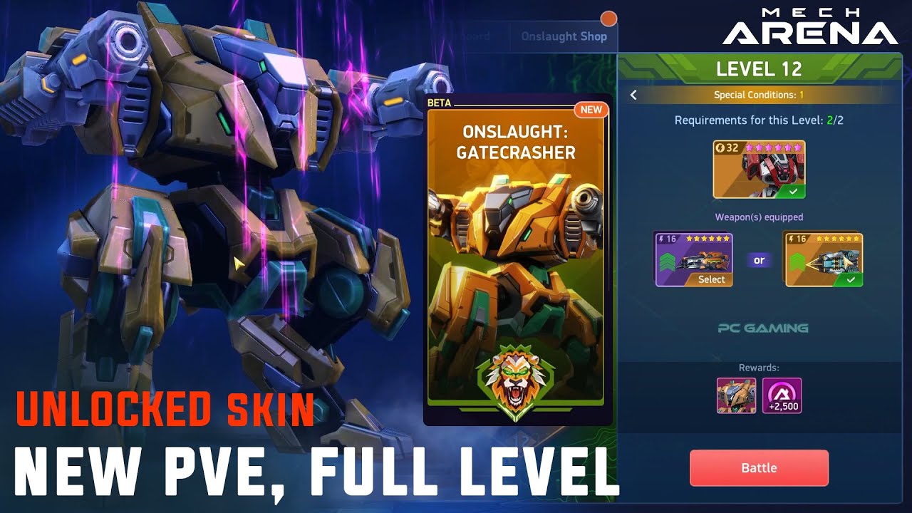 New PVE: Onslaught Gatecrasher FULL LEVEL. Unlocked amazing skin - Mech ...