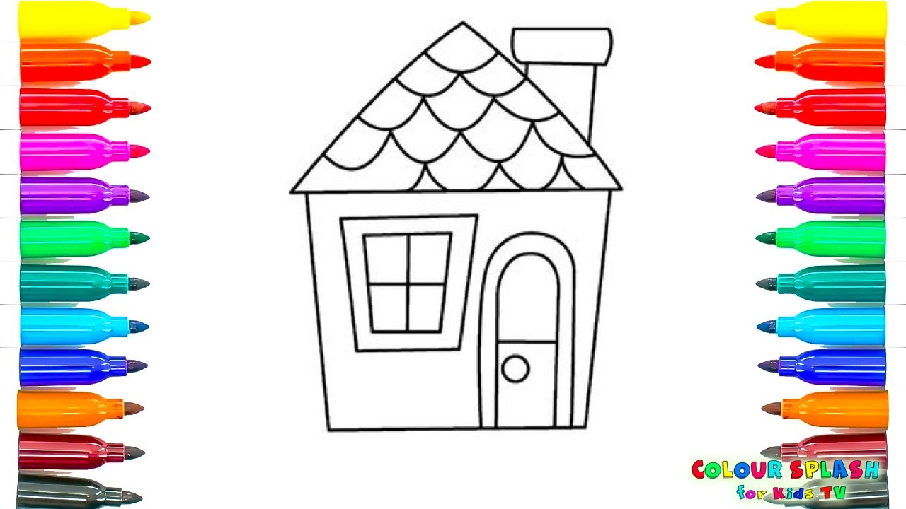 How To Draw and Paint House | Colors and Coloring Page - YouTube