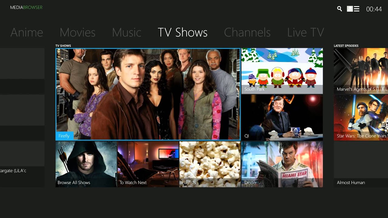 Media Browser Theater Preview: Home Screen - YouTube
