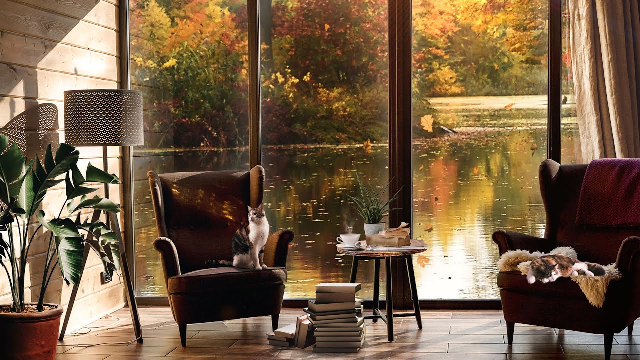 Cozy Autumn Lake View Ambience ASMR: Relaxing Fall Nature Sounds for ...