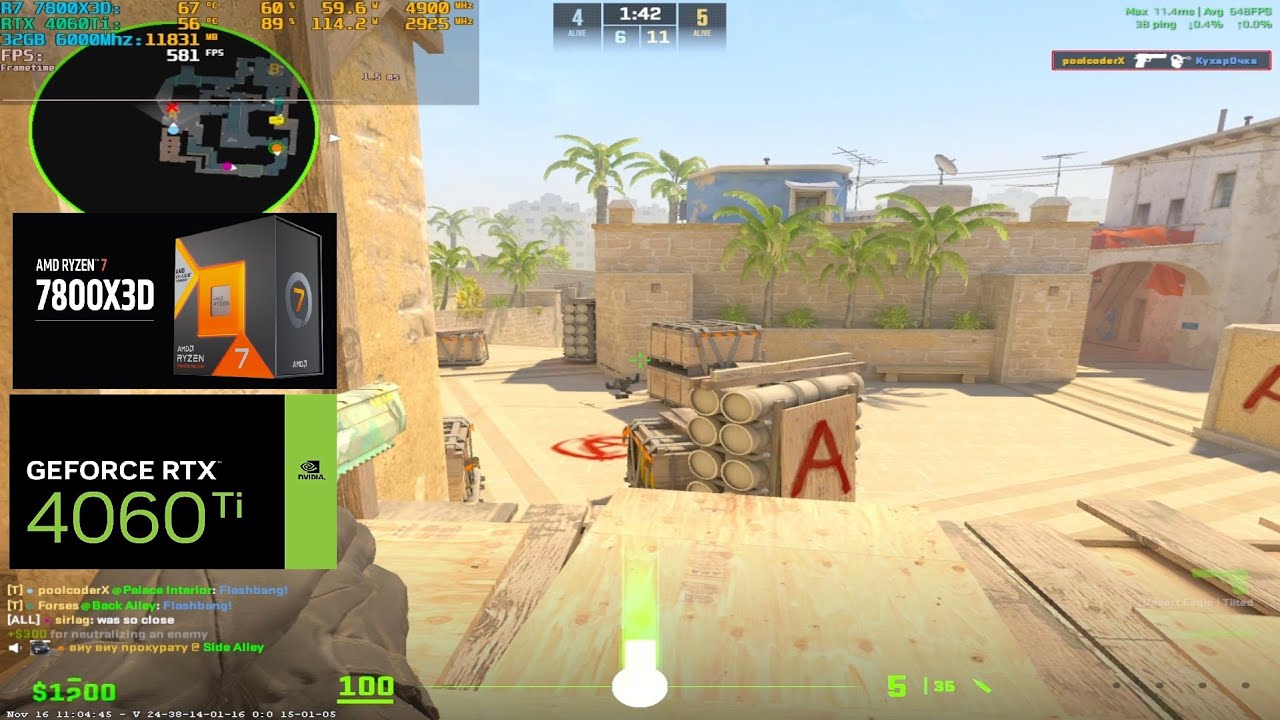 CS2 Benchmark 5vs5 Competitive | Ryzen 7 7800X3D & RTX 4060Ti (Pro ...