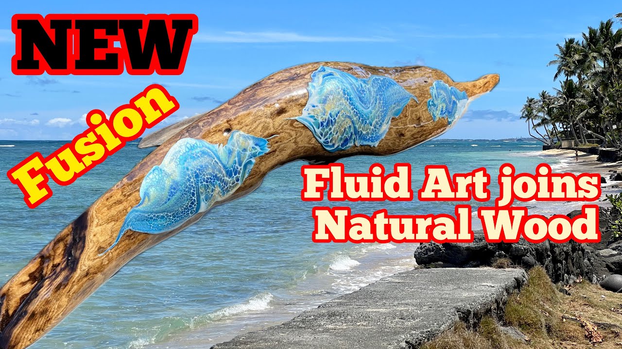 338. My NEW Technique Art FUSION Fluid Art with Natural Wood, Wood Art ...