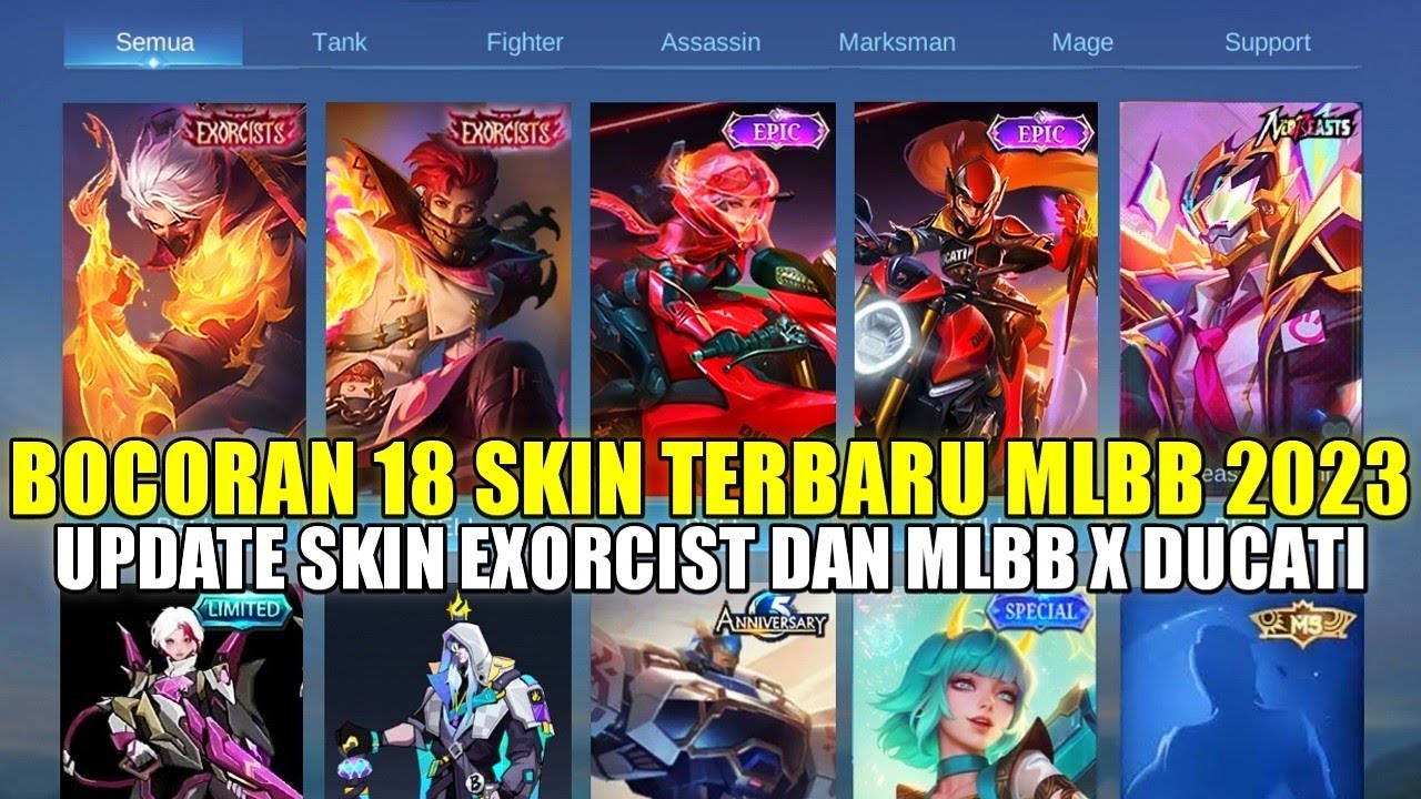 BOCORAN 18 SKIN TERBARU MOBILE LEGENDS 2023! UPDATE SKIN EXORCIST ...