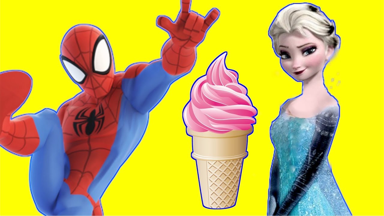 Frozen Elsa (Snow Queen) Spiderman Wins ICE CREAM HUNT Games A Spider ...