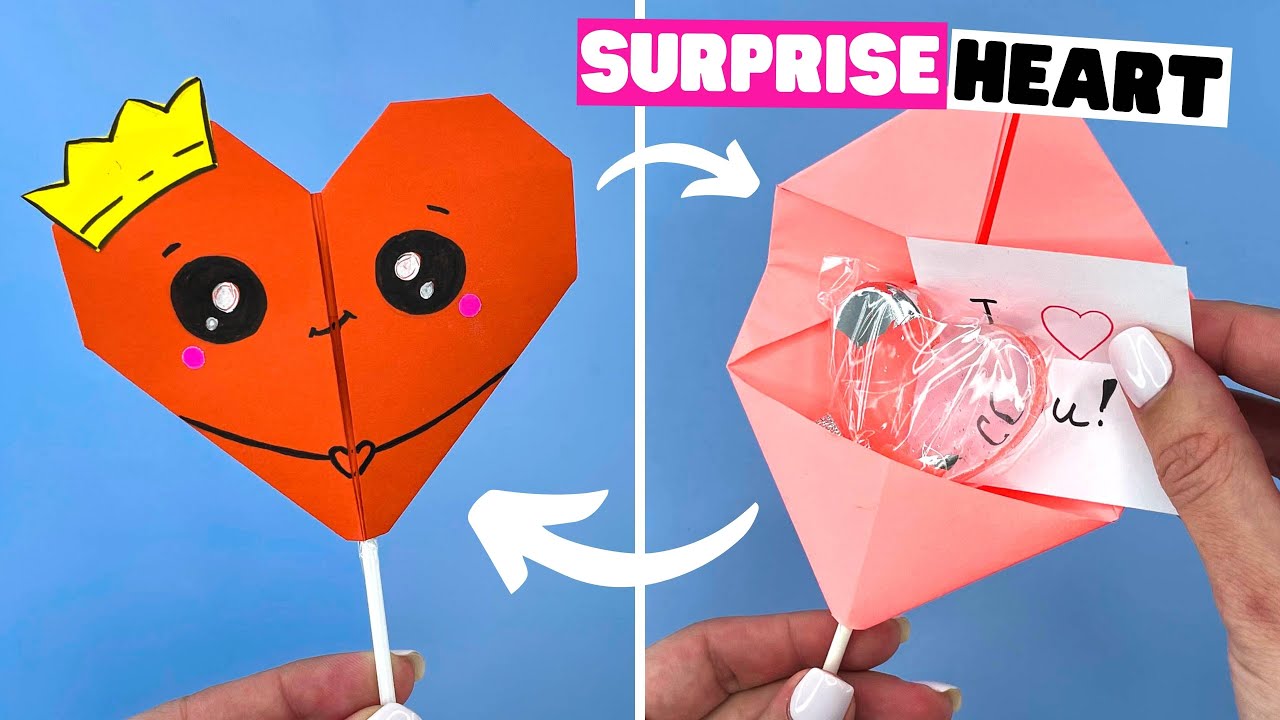 How to make EASY origami SURPRISE HEART [origami VALENTINE'S DAY] - YouTube