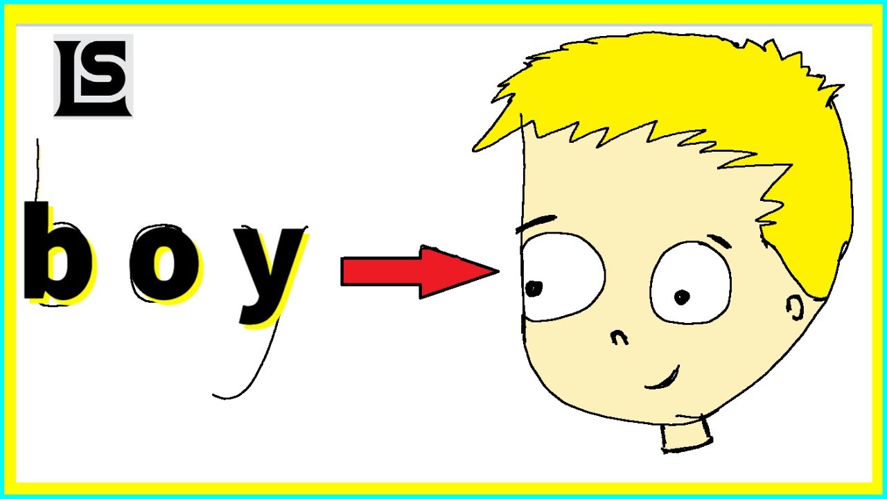 How to Draw a Boy Using the Word " Boy " step by step || very easy ...